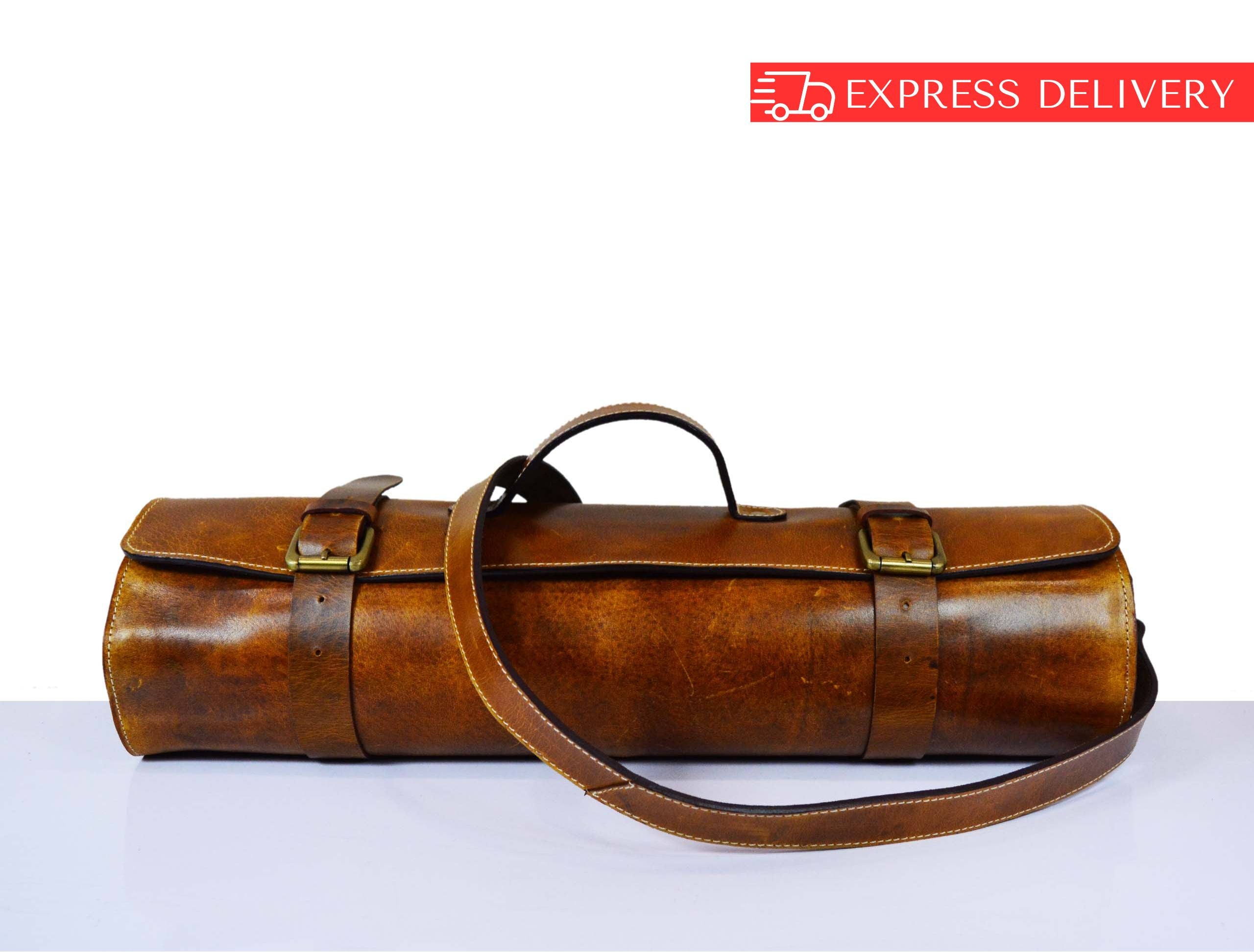 KRC Leather Chef Knife Roll - Caramel Brown 14 Slot (KR-11) – Knife ...