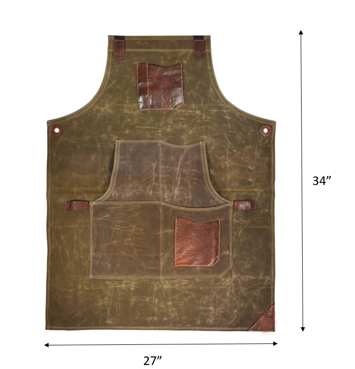KRC Leather Waxed Canvas Rugged Apron - Seaweed Green (AP-19B) – Knife ...