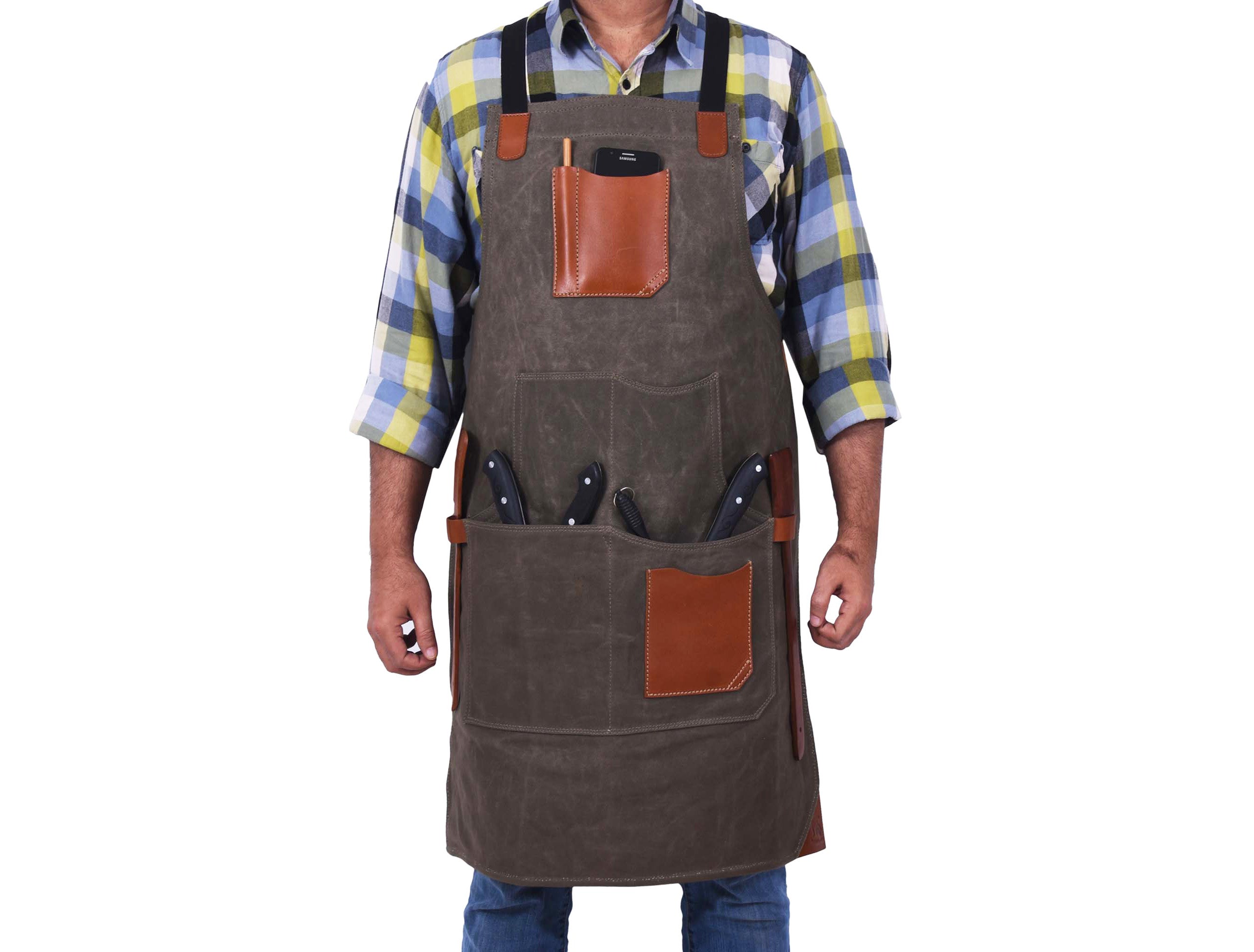 KRC Leather Canvas Apron Forest Green (AP-19H) – Knife Roll Company